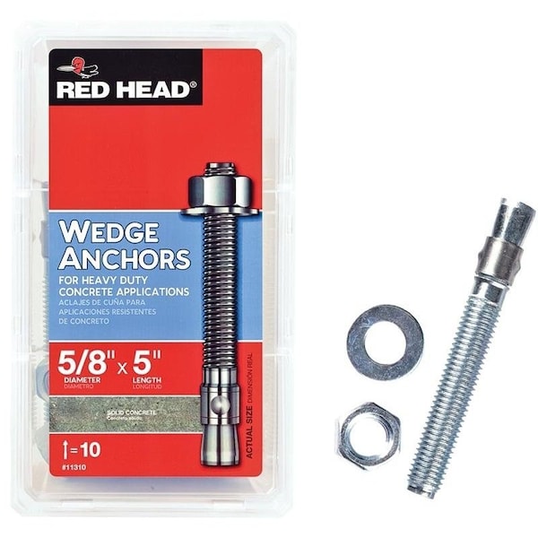 Red Head Trubolt Wedge Anchor 5 8 Dia 5 L Stainless Steel 12310